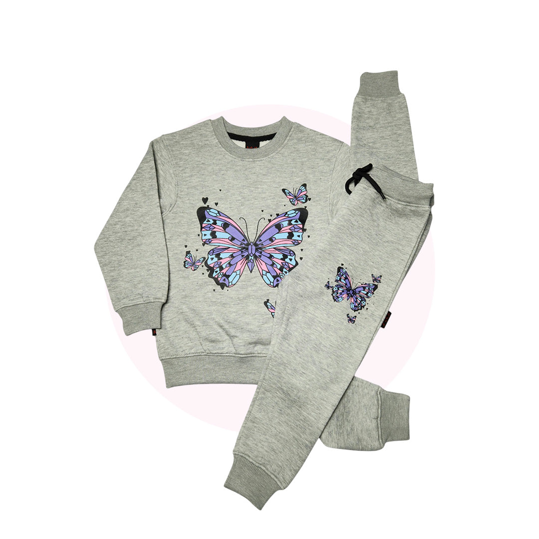 Elegant Grey Butterfly Tracksuit for Trendy Girls – Anwa Apparel